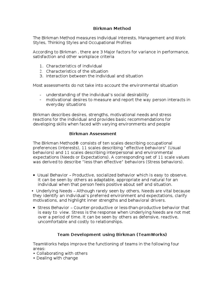 Birkman Method | PDF | Motivation | Motivational