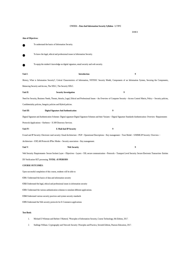 5.CW3551 AIS Syllabus | PDF