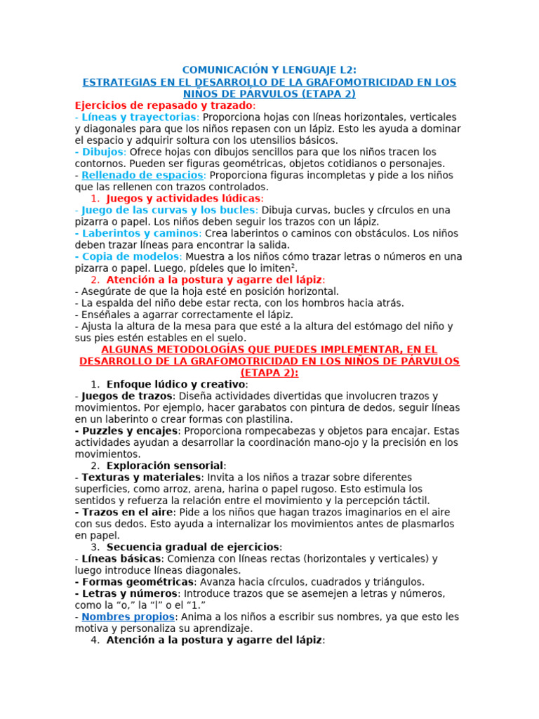 Estrategias y Metodologias de Grafomotrocidad y Relaciones Espaciales ...