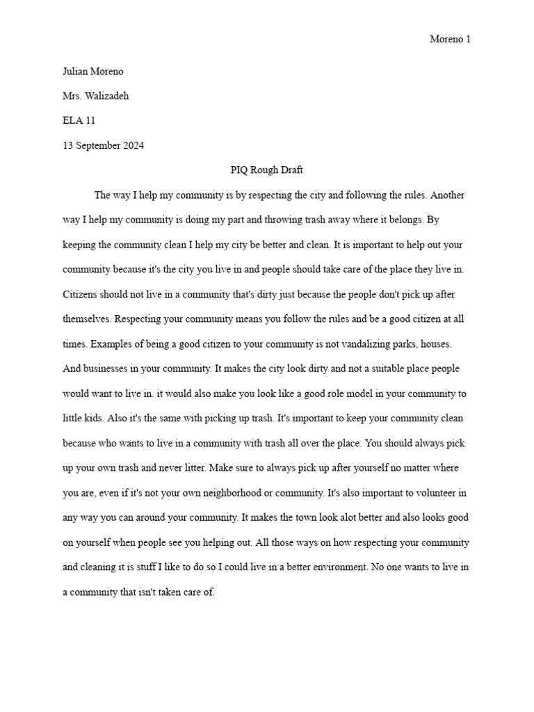 PIQ Rough draft | PDF