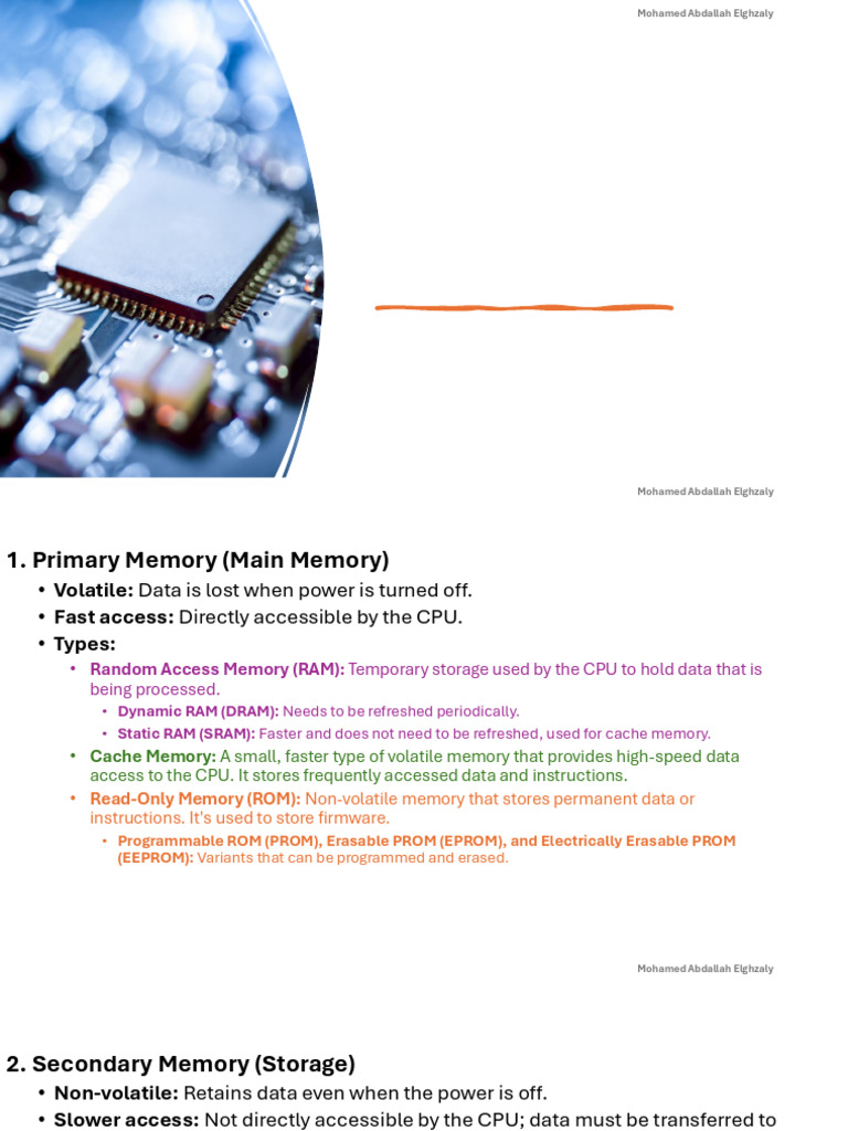 Memory and Its Types and Structure | PDF | Random Access Memory ...