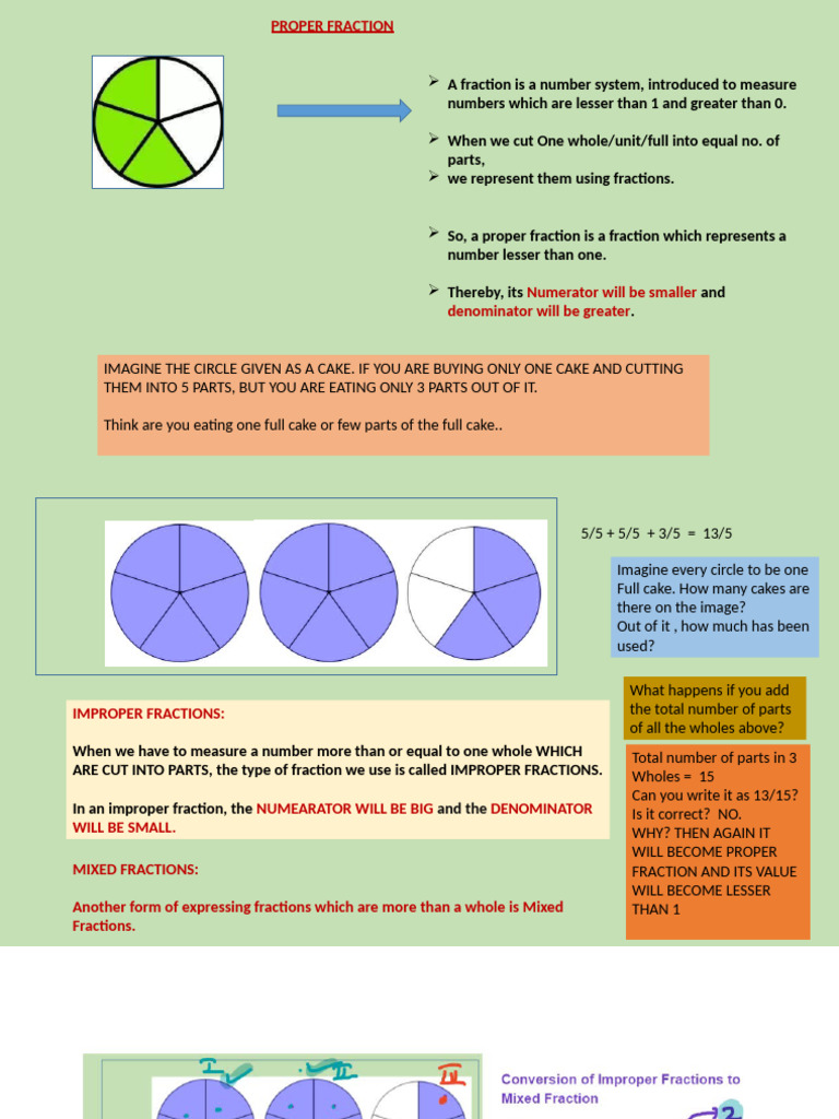 Proper, Improper and Mixed Fractions | PDF
