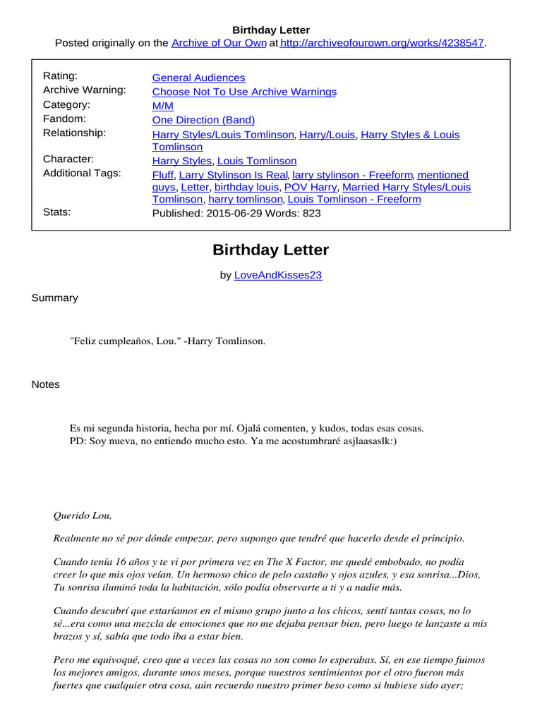Birthday Letter | PDF