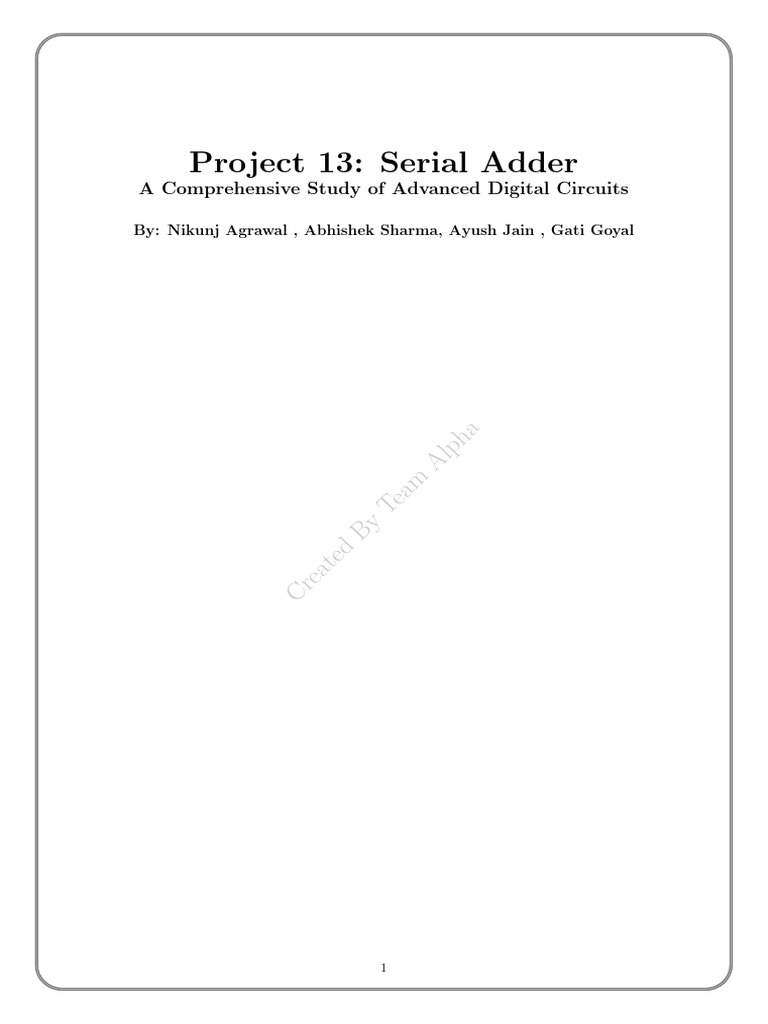 Project 13 - Serial Adder | PDF