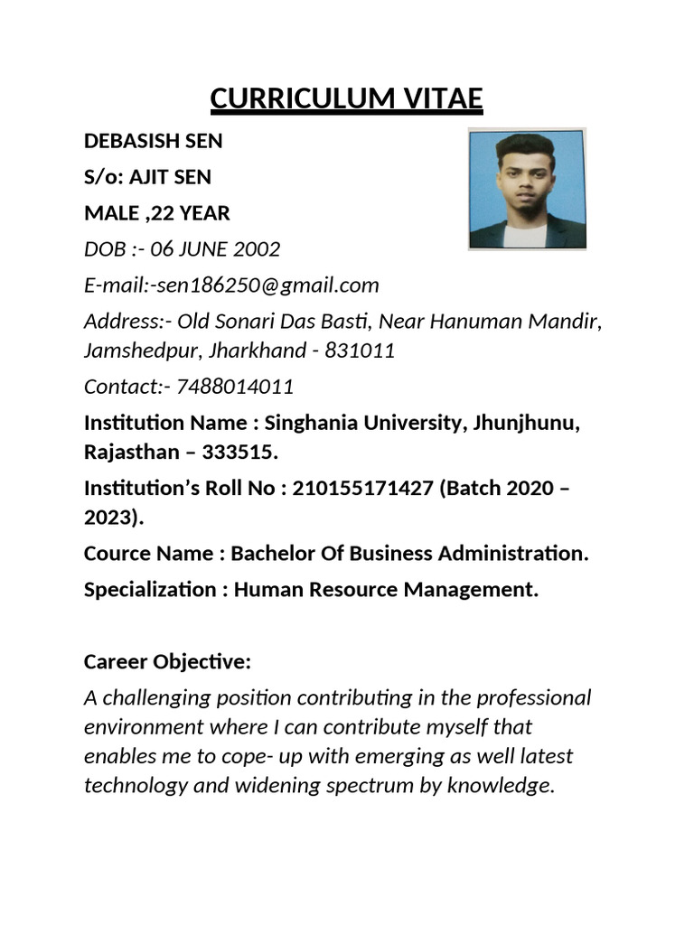 Debasish Sen CV | PDF