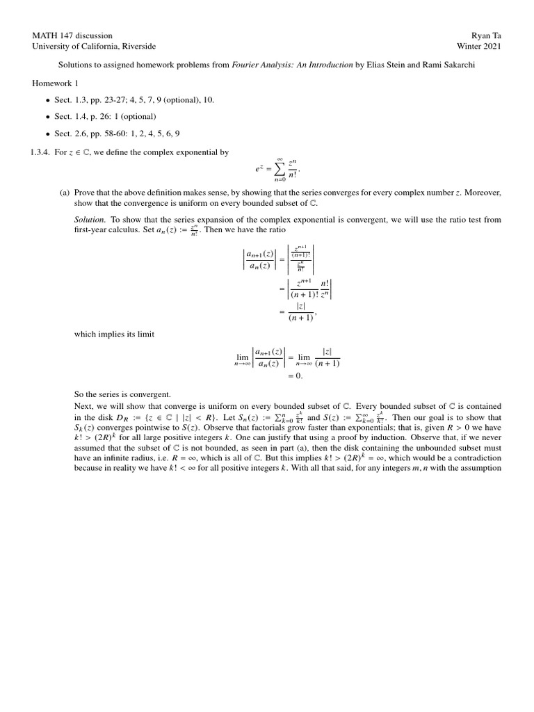 Stein复分析答案Complex Analysis-solution-by Ryan Ta | PDF