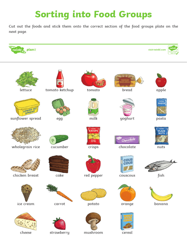 Food Group Sorting Activity Guide | PDF | Foods | Cuisine