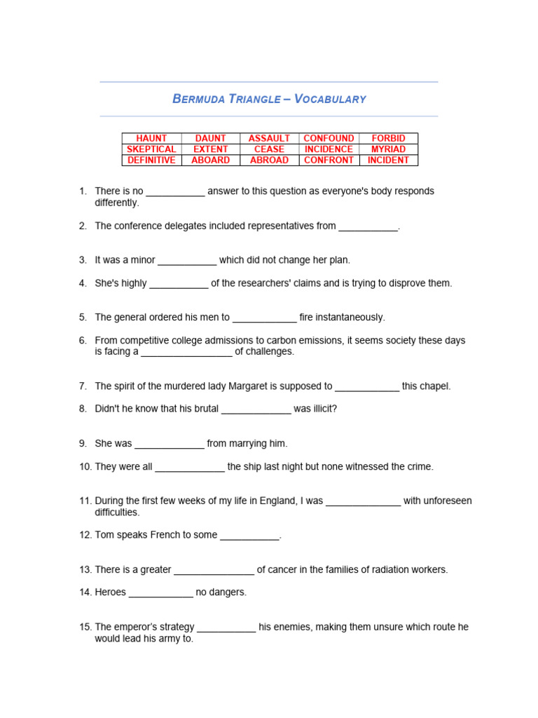 Bermuda Triangle - VOCABULARY USAGE | PDF