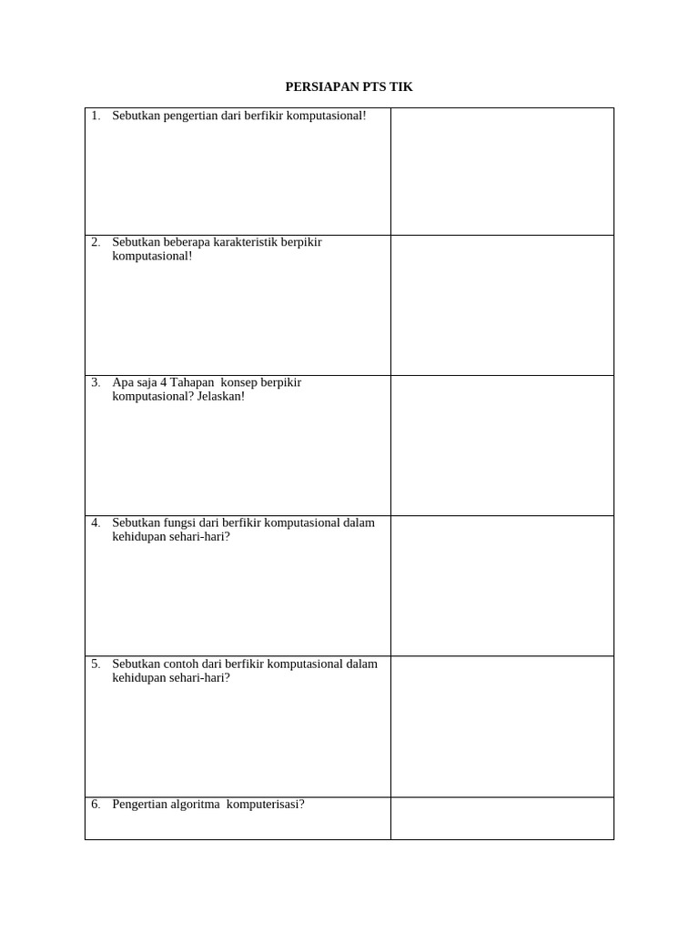 Persiapan PTS Tik | PDF