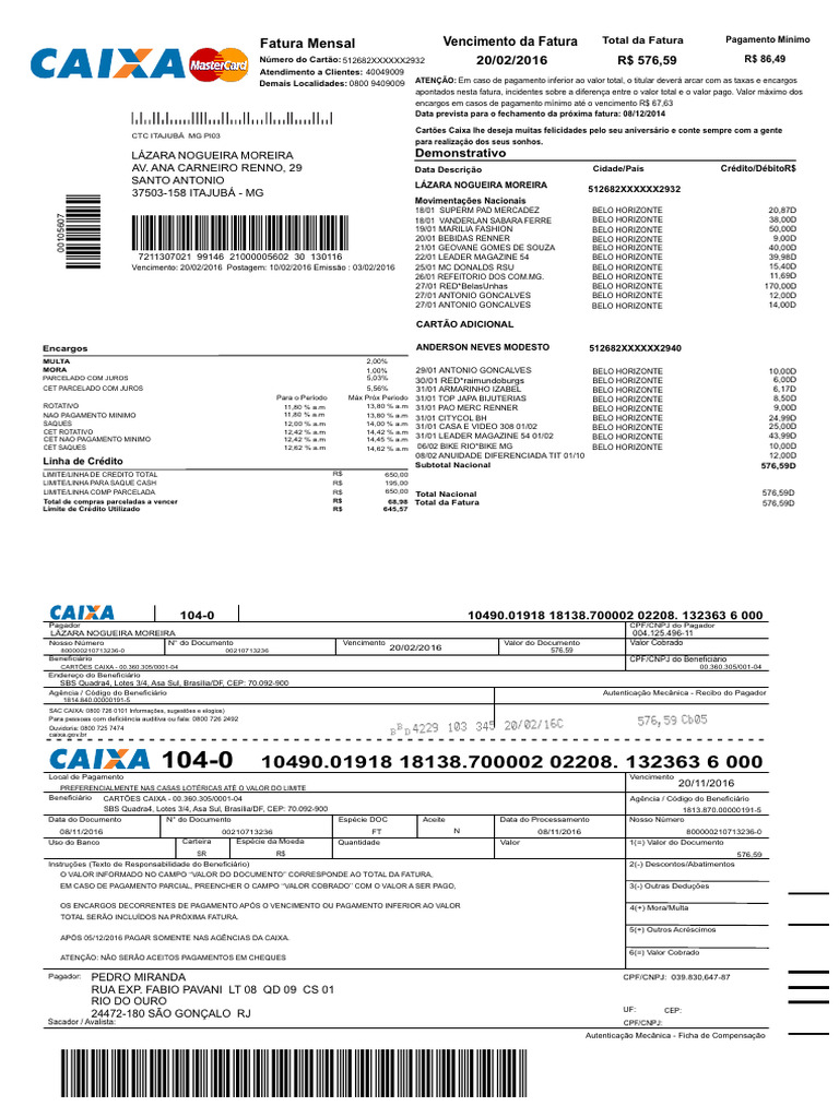 Caixa Conjunta 2016 | PDF