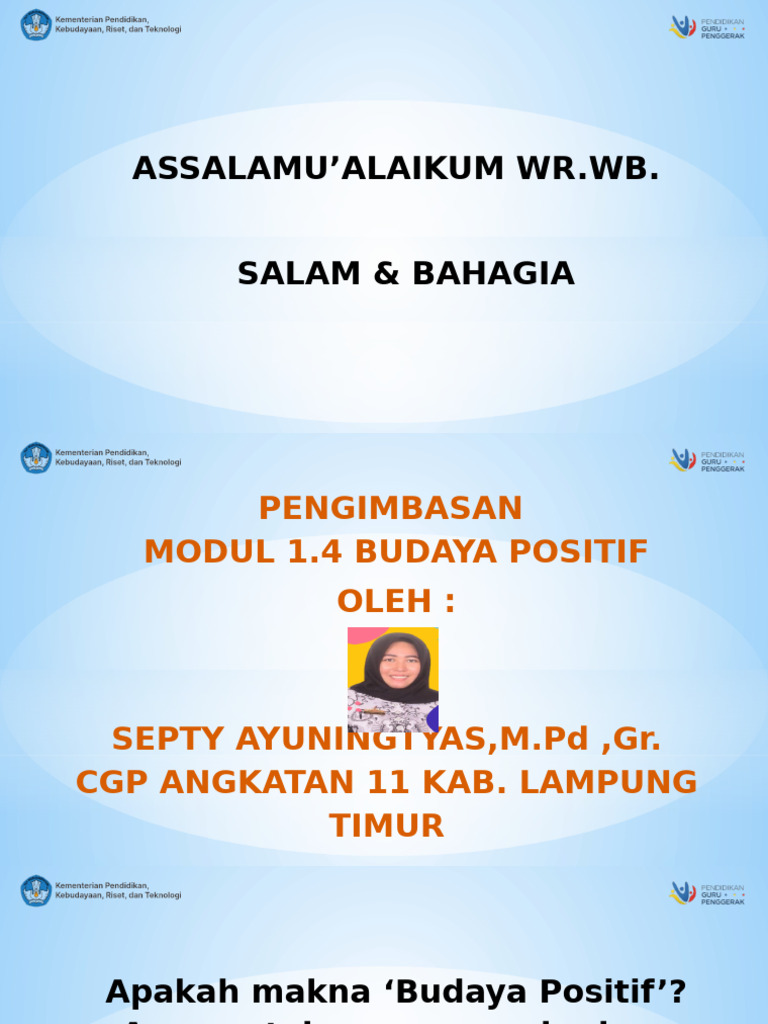 Pengimbasan Budaya Positif - Septy | PDF