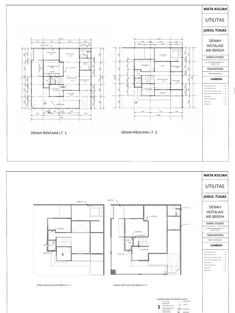 DENAH INSTALASI AIR BERSIH LT. 1 1 100 | PDF