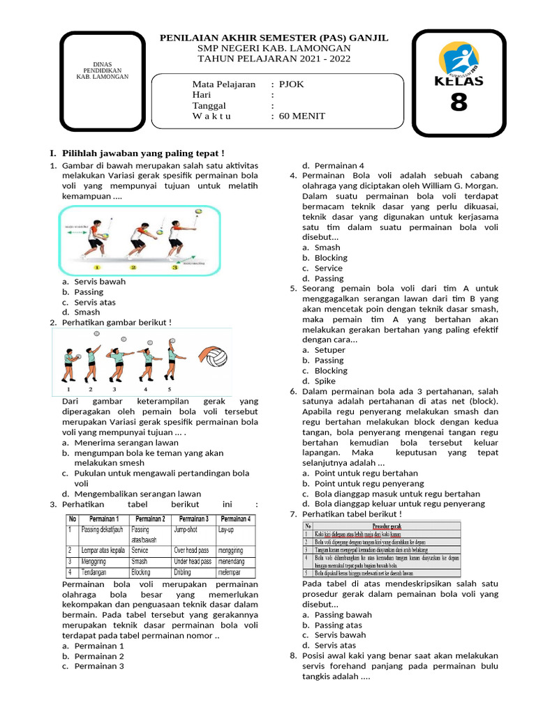 Soal Pas Kelas 8 SMT Ganjil | PDF