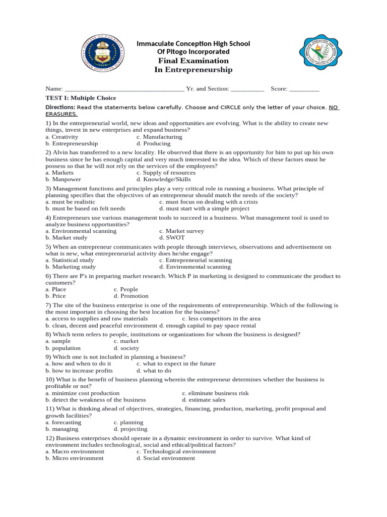 Entrep-Final-Exam | PDF