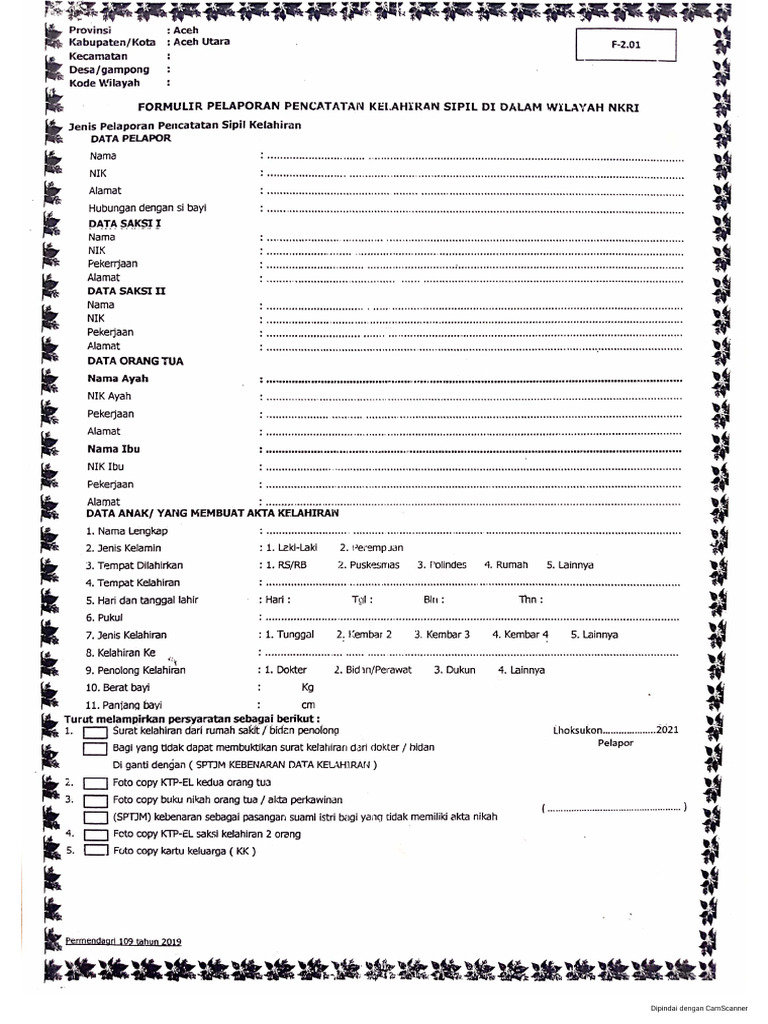 Formulir Akte Kelahiran | PDF