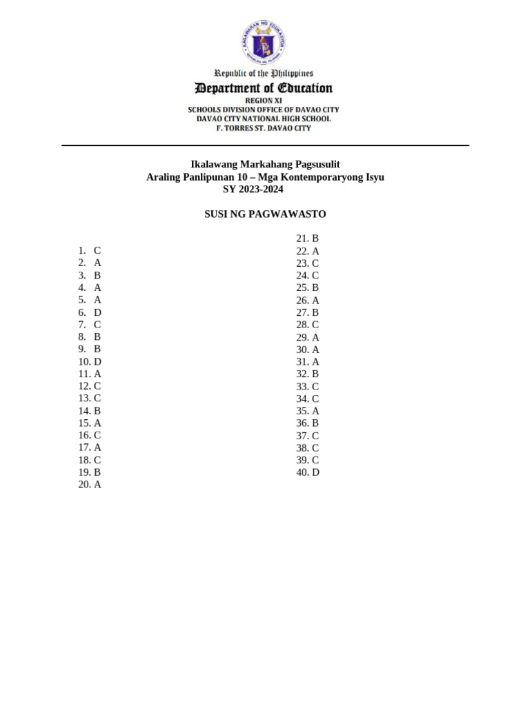 AP 10 Exam Answer Key | PDF