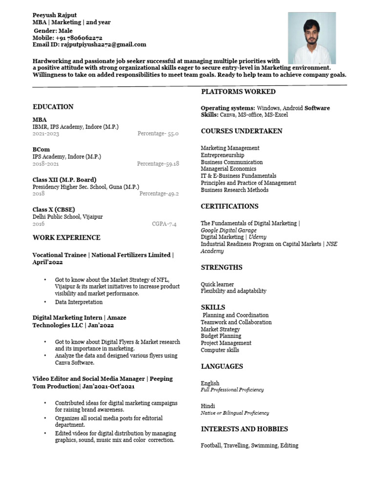 Peeyush Rajput resume | PDF