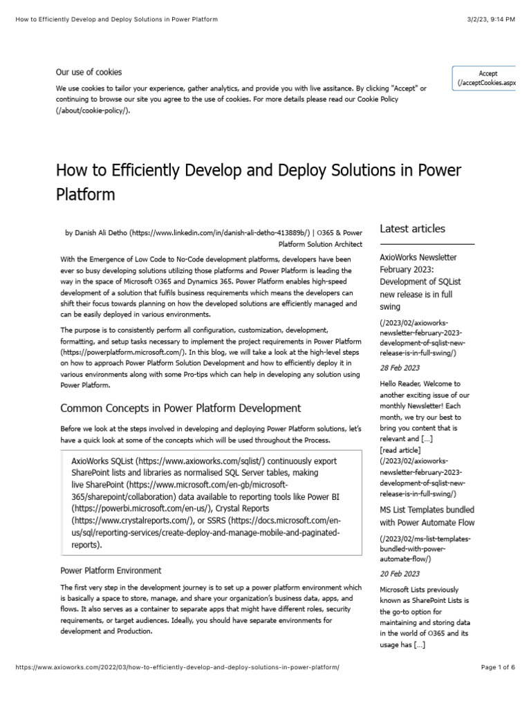 How To Efficiently Develop and Deploy Solutions in Power Platform | PDF