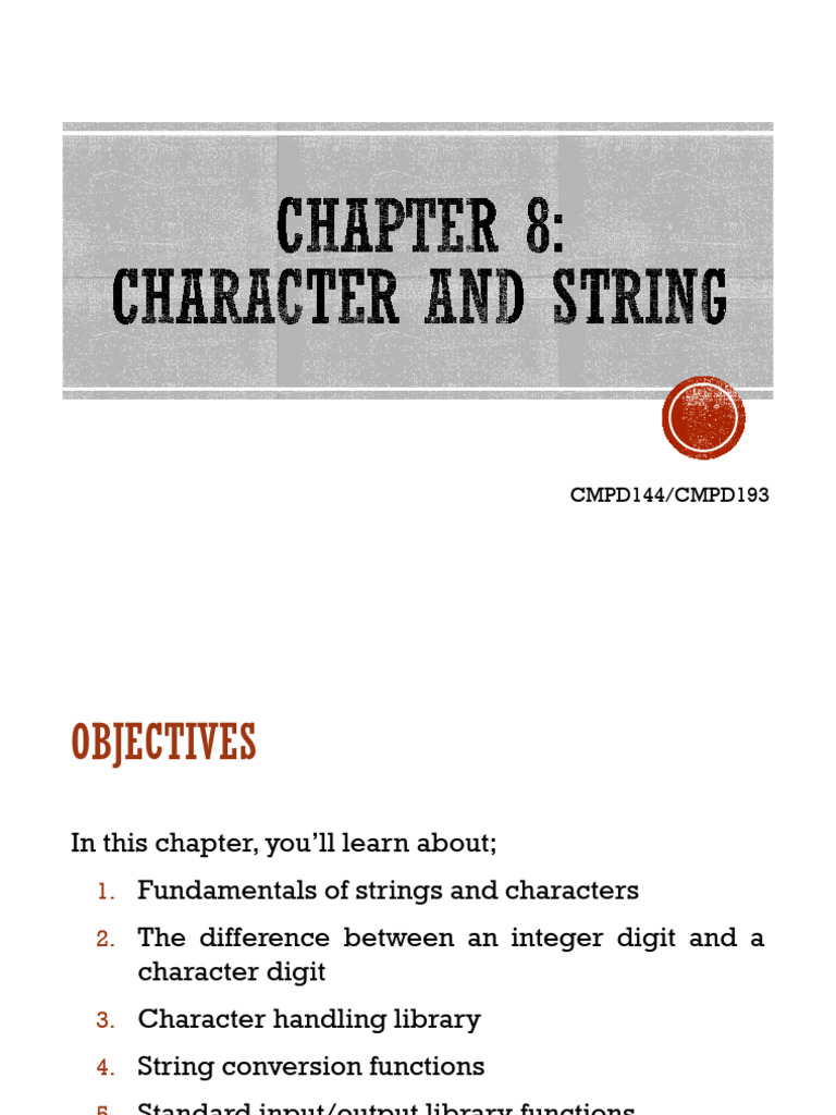 Chapter 8 - Character and String | PDF