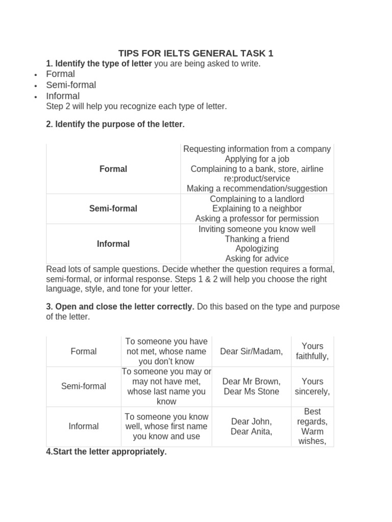 TIPS FOR IELTS GENERAL TASK 1 | PDF