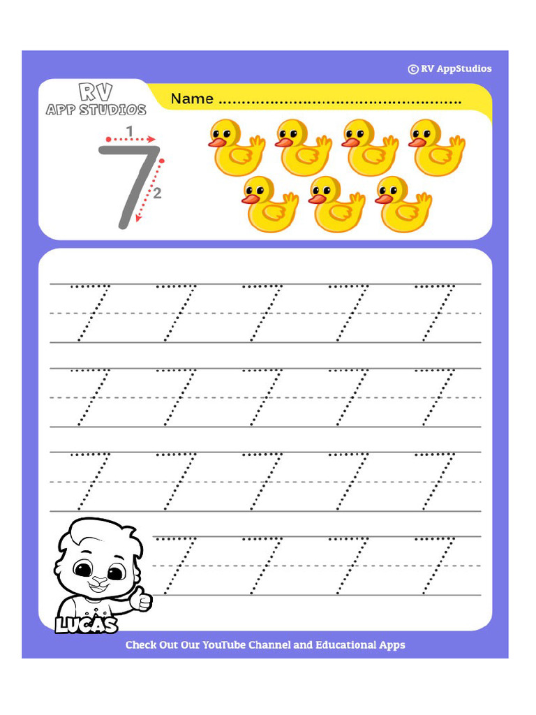 379 Free Printable Worksheets For Kids Number 7 Tracing Worksheets | PDF