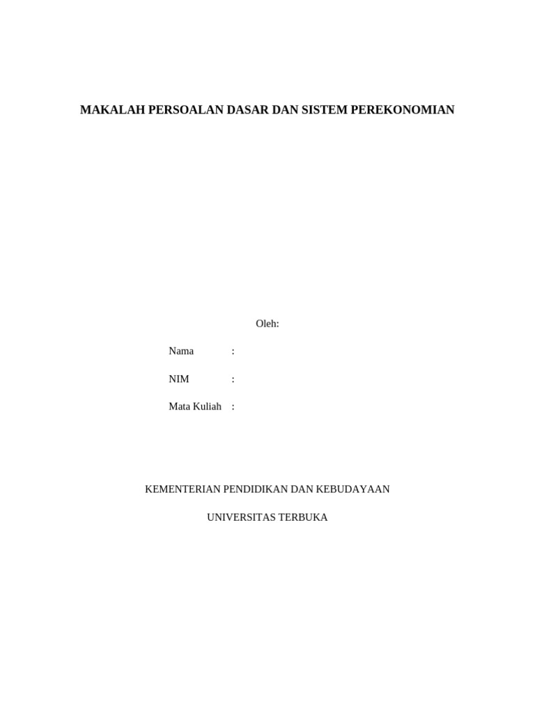 Makalah Persoalan Dasar Dan Sistem Perekonomian | PDF