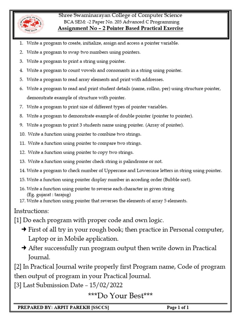 205_Assignment 2_C lang | PDF