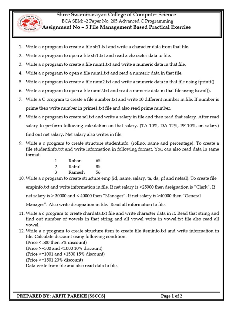 205 - Assignment 3 - C Lang | PDF
