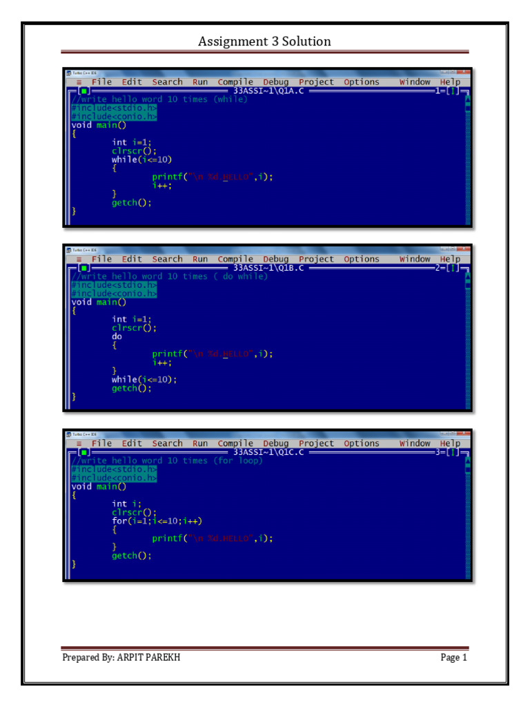 Assignment 3 Final Solution 1 to 20 program | PDF Assignment 3 Final Solution 1 to 20 program | PDF