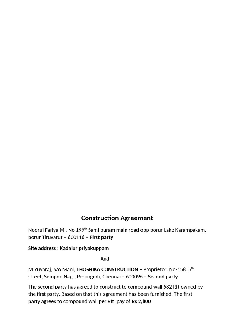 Compound Wall Agreement-1 | PDF | Building Engineering | Technology ...