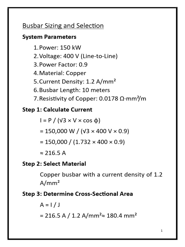Busbar Sizing and Selection | PDF