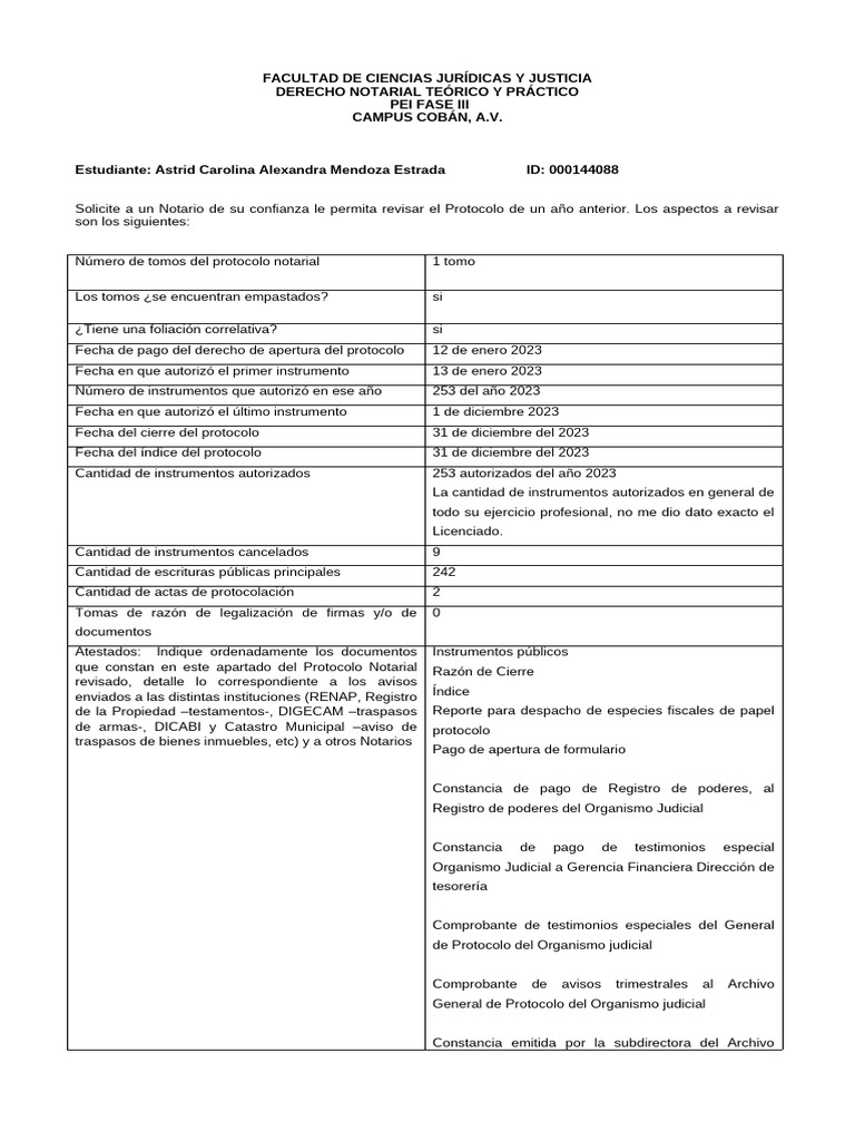 El Protocolo Notarial Astrid Mendoza | PDF