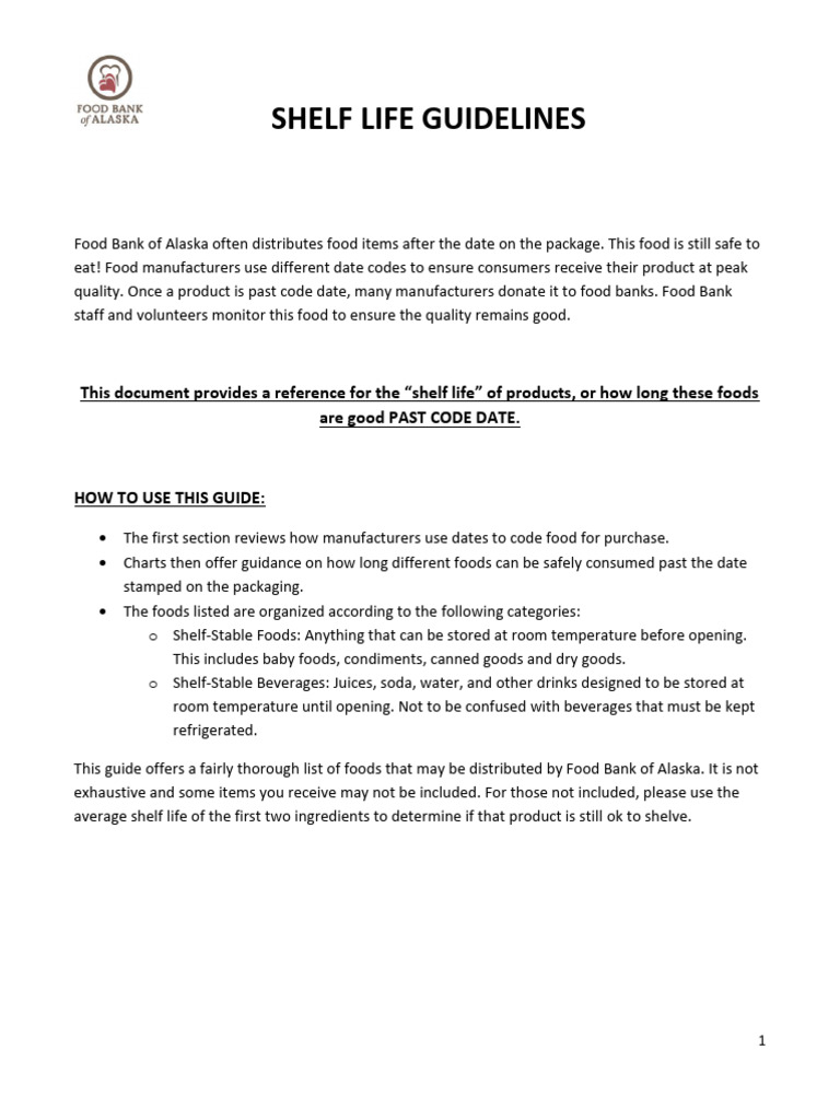 Shelf Life Guidelines | PDF