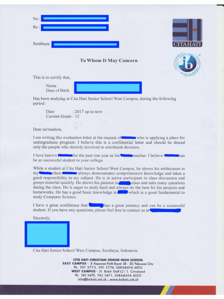 Contoh Recommendation Letter | PDF