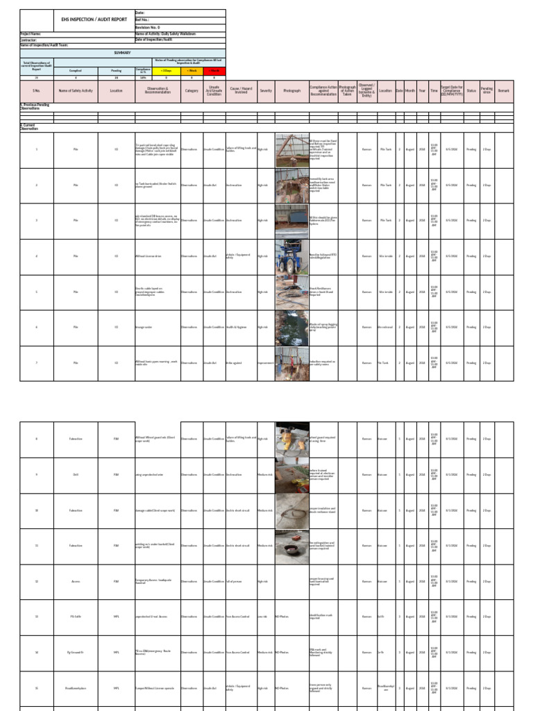 EHS Inspection & Audit Report | PDF
