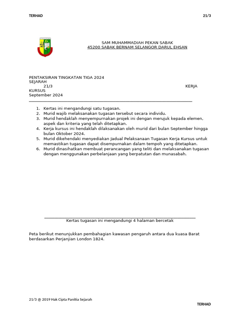 Terhad 21/3: 21/3 at 2019 Hak Cipta Panitia Sejarah | PDF