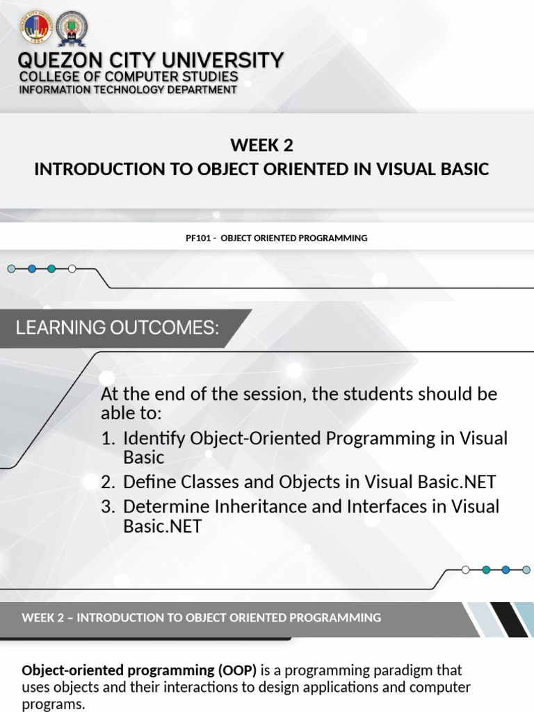 PF101 Week-2 Introduction To OOP V3 | PDF
