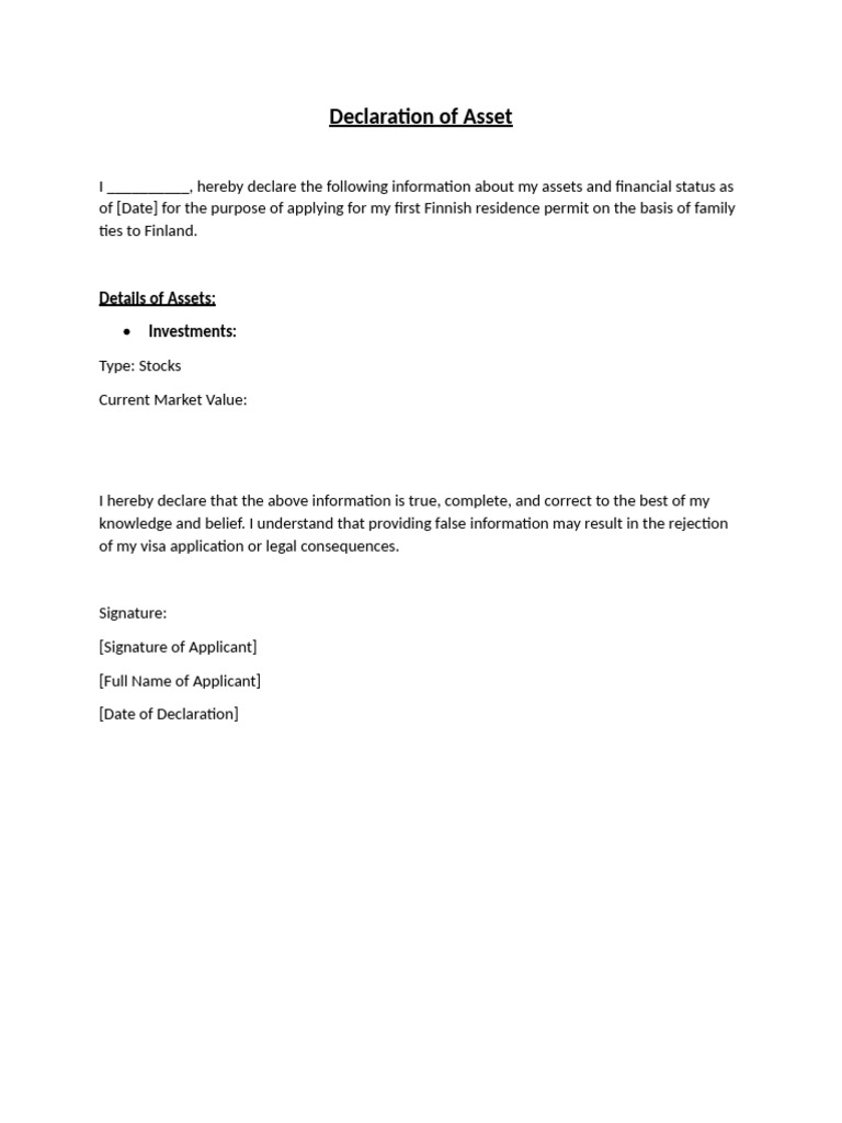 Declaration of Asset | PDF