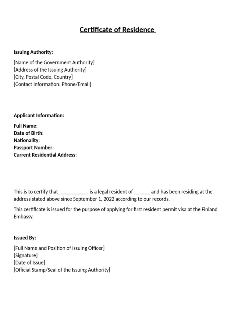 Certificate of Residence | PDF