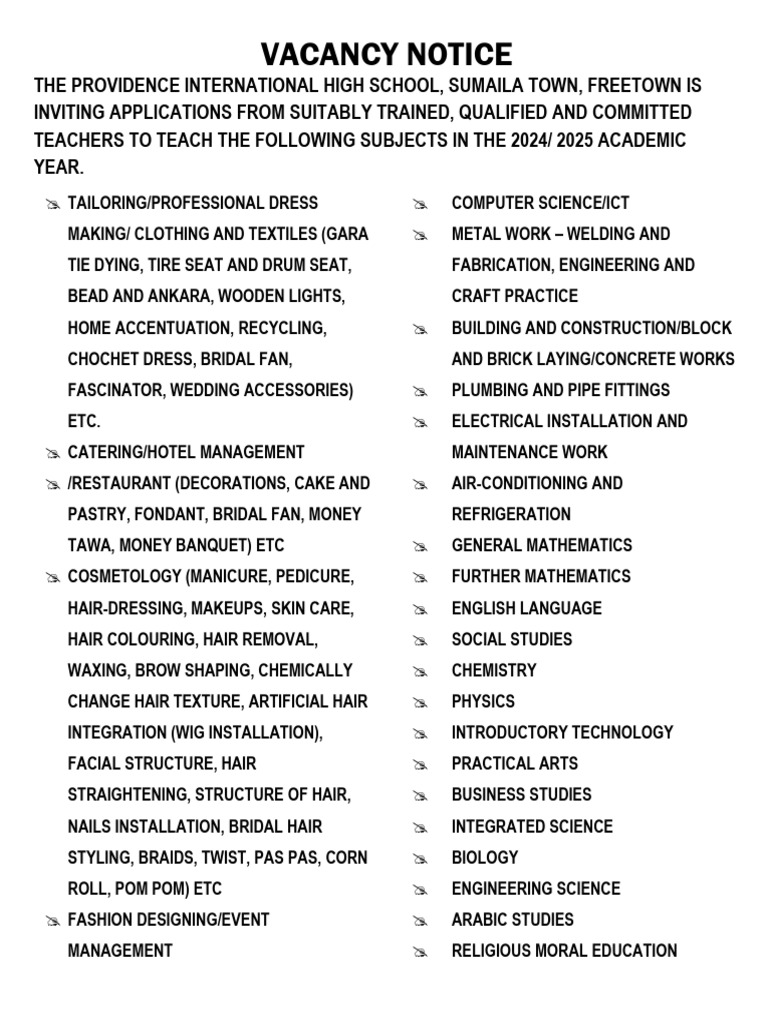 VACANCY NOTICE 2024 | PDF