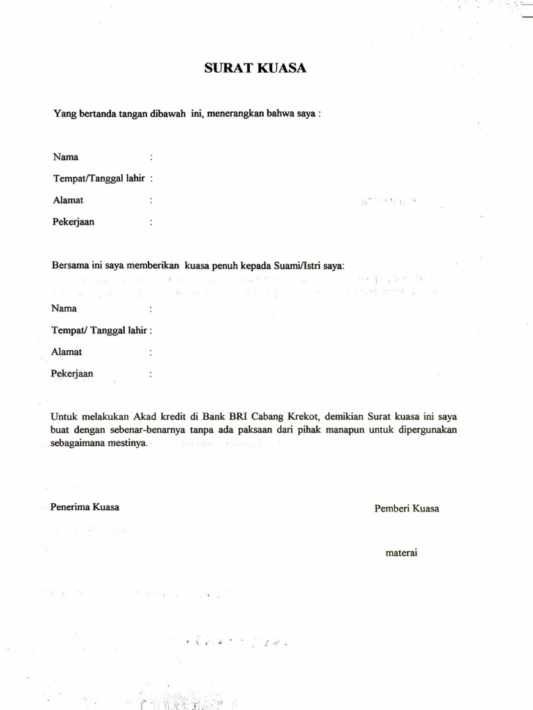 Contoh Surat Kuasa | PDF
