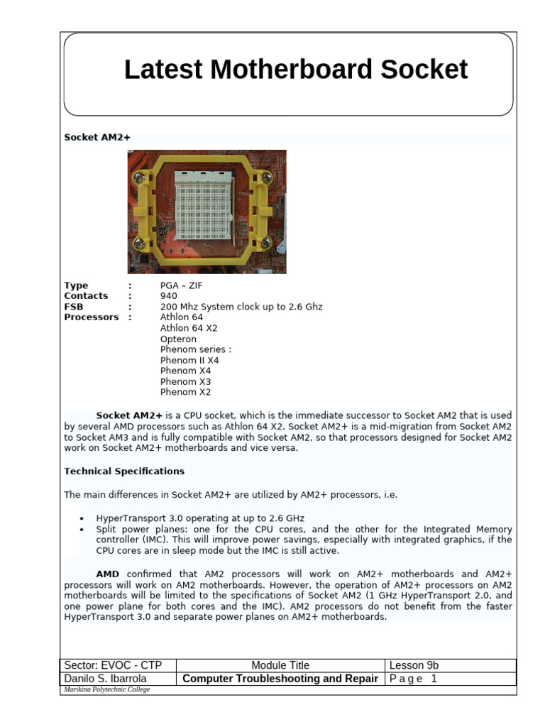 Lesson 9c Motherboard | PDF