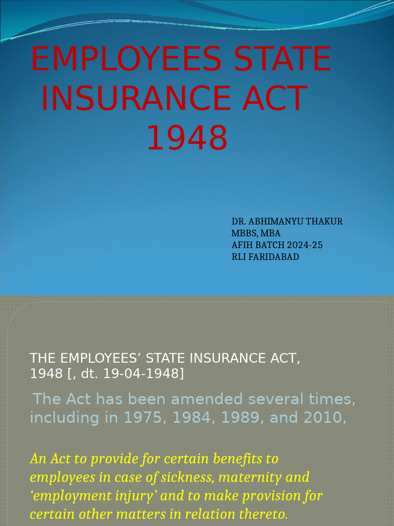 Esi Act DR - Abhimanyu Thakur | PDF