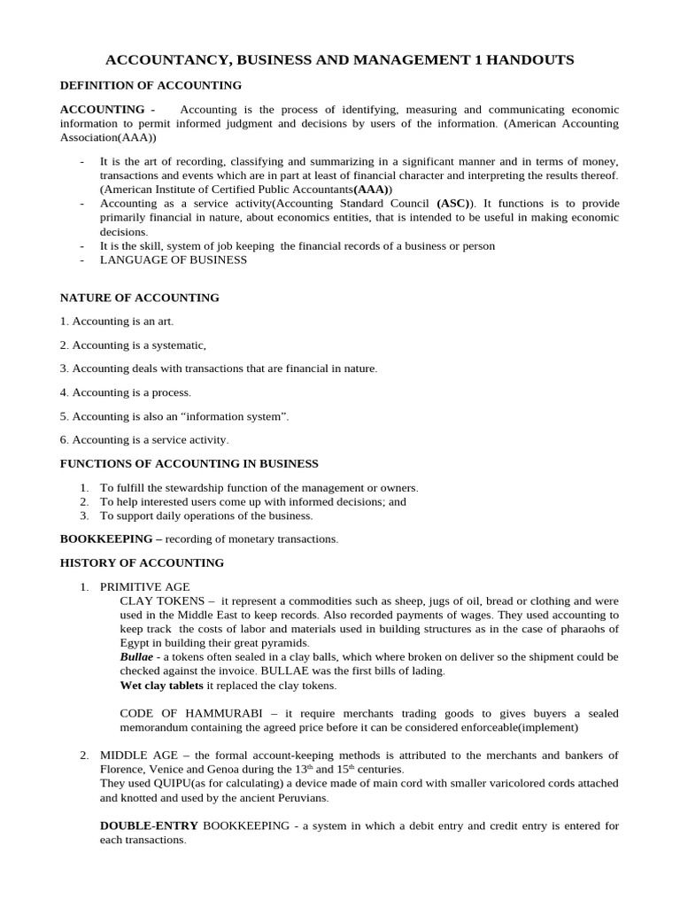 Abm Handouts Student | PDF