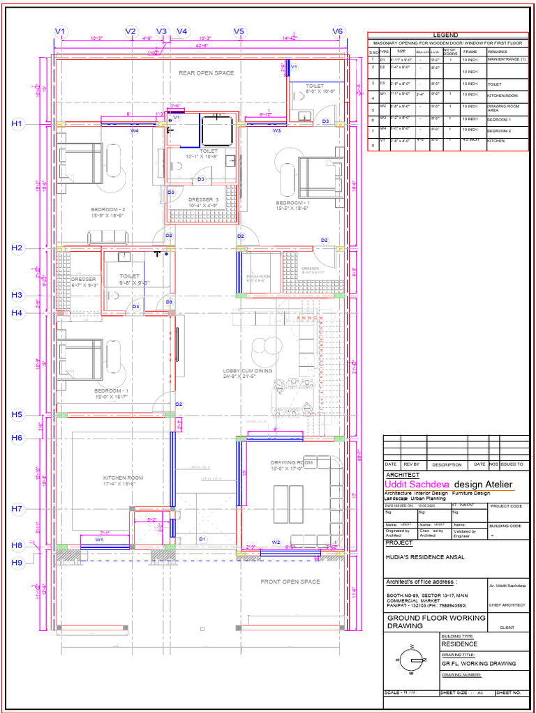Ansal Residence - C Block (1297 - R1) - Ground Floor Working Drawing | PDF