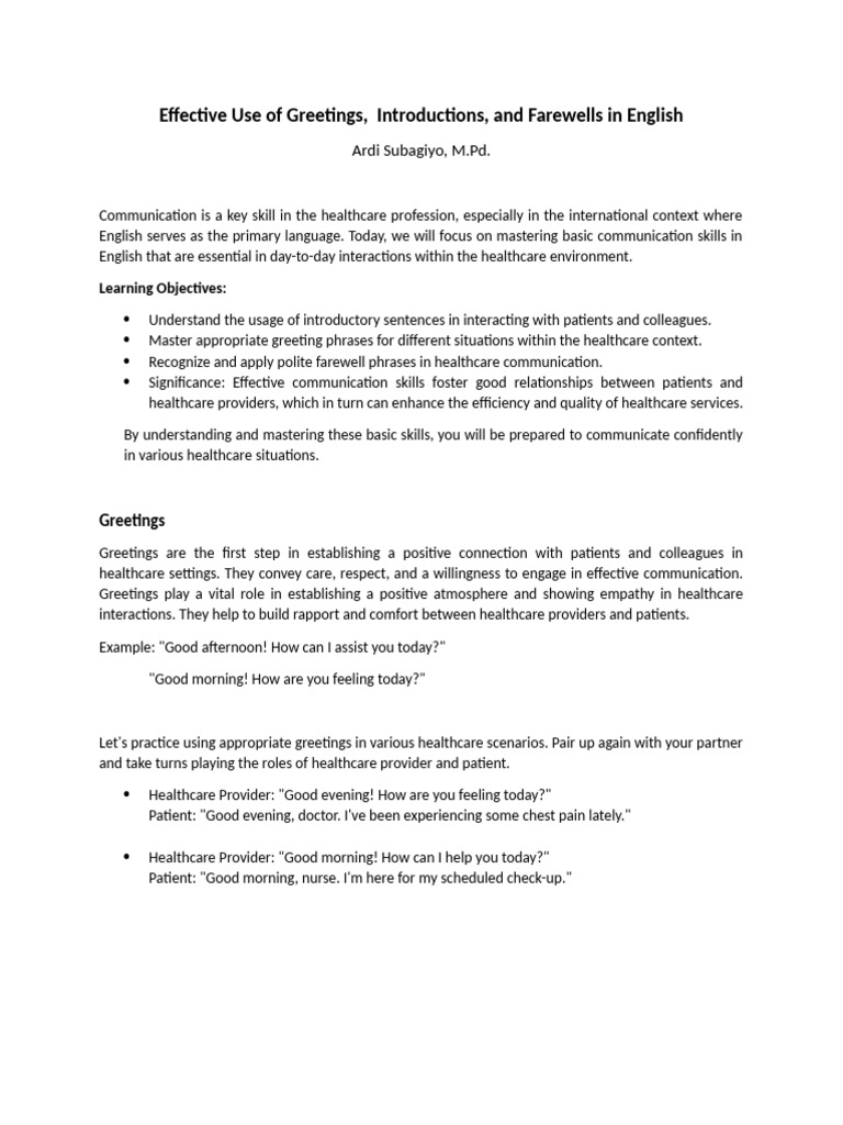 Effective Use of Greetings | PDF
