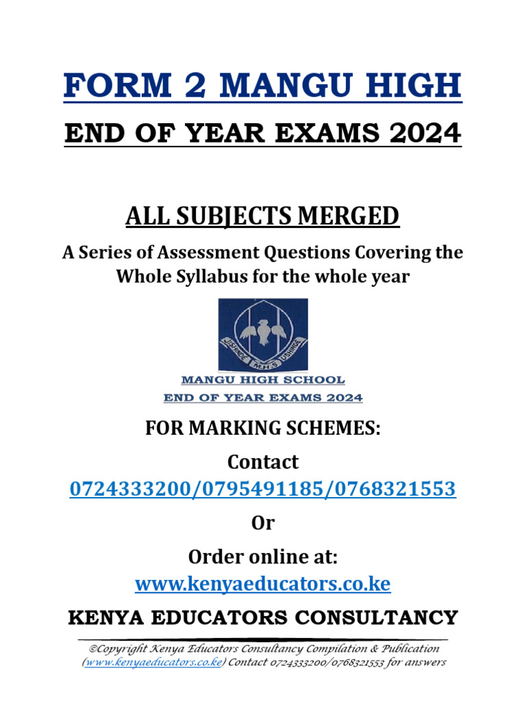 f2 Mangu High End Year Exams | PDF