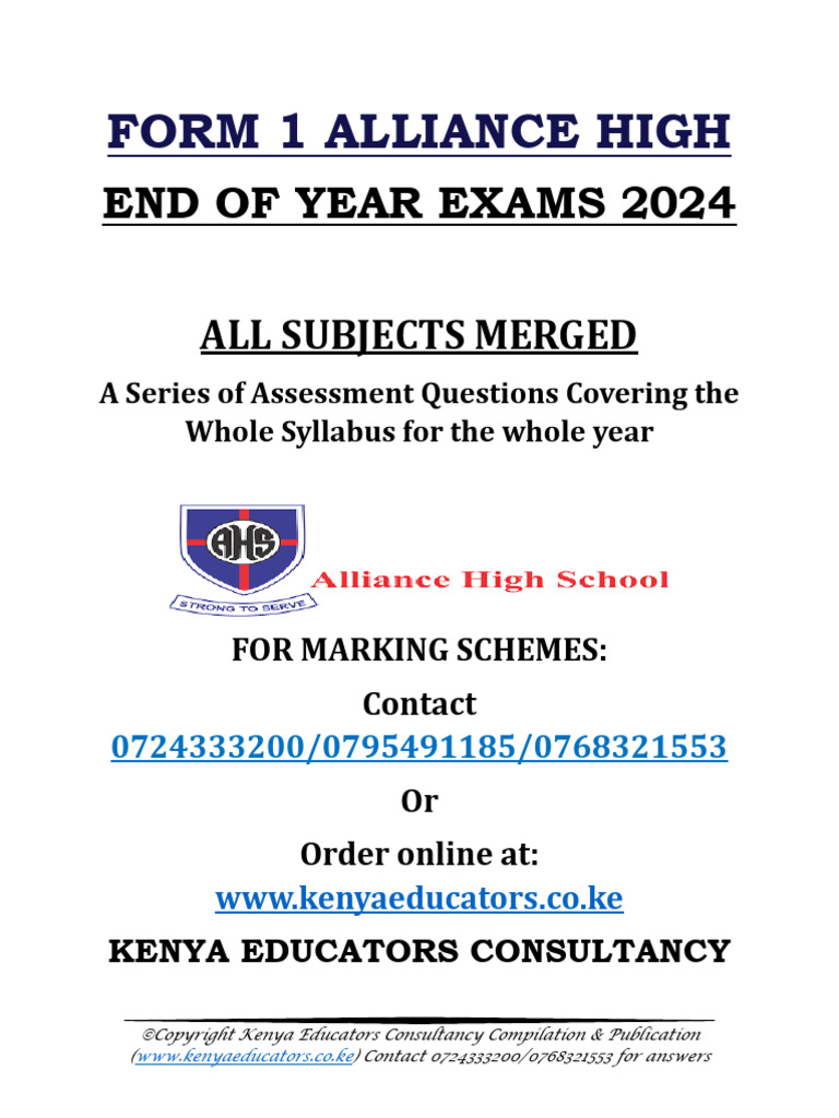 f1 Alliance High End Year Exams | PDF