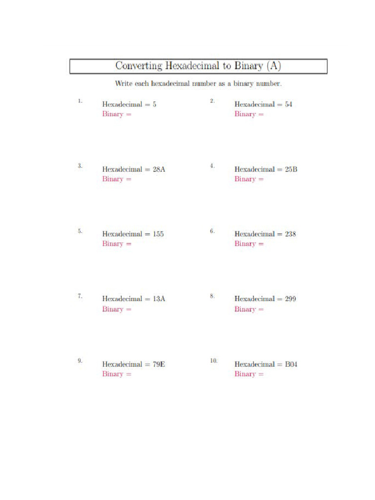 Hexadecimal To Binary - Task 1 | PDF