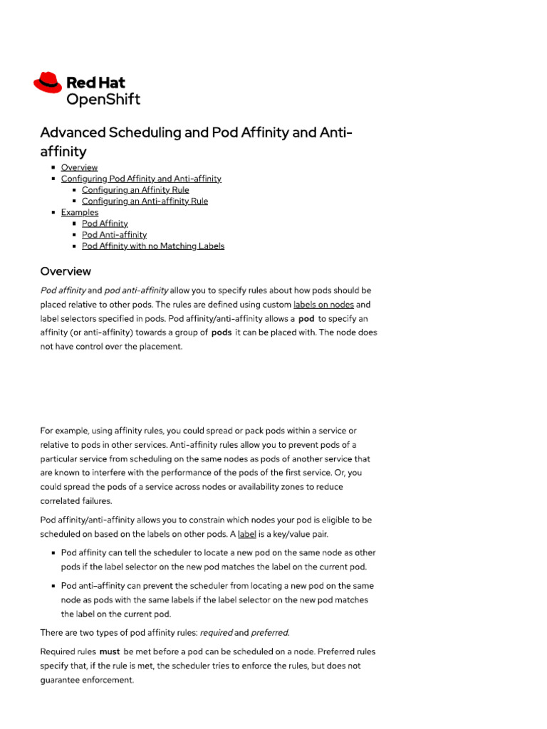 Advanced Scheduling and Pod Affinity and Anti Affinity | PDF